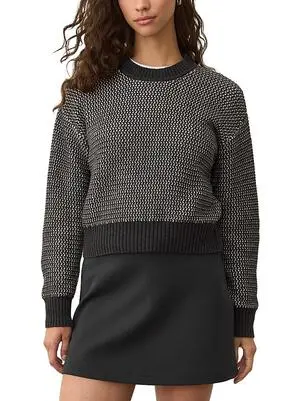 Marine Layer Robin Textured Crewneck Sweater - Black/white