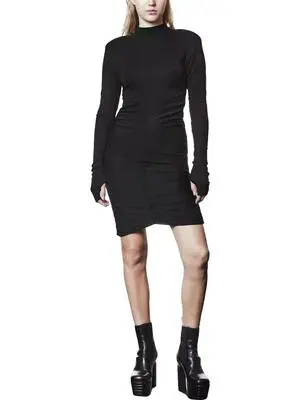 THOM KROM Gathered High-neck Mini Dress - Black