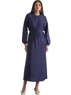 MIZALLE Pleated Maxi Dress Navy Blue