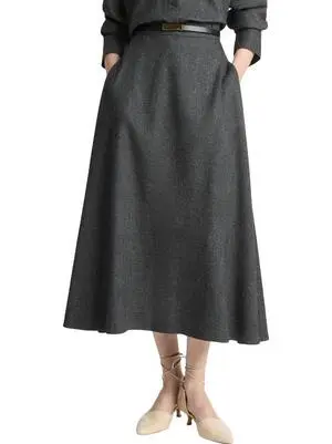 Vince Jaspe Midi A-line Skirt - Medium Heather Grey