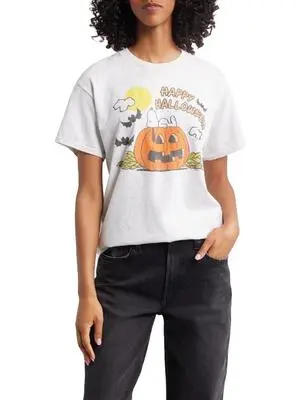 Junk Food Peanuts® Halloween Snoopy Graphic T-shirt - Ash Grey