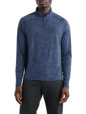 Johnnie-o Viktor Waffle Camo Print Quarter Zip Pullover Navy