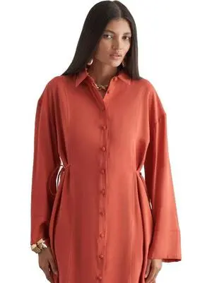 MIZALLE Side-tie Tunic - Coral
