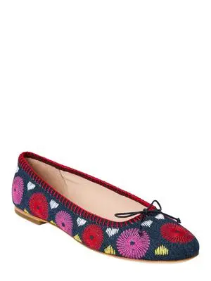 Jack Rogers Bettie Embroidered Flower Ballet Flat - Blue Multi
