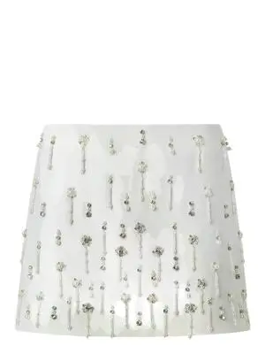 Pinko Beaded-embellished Mini Skirt - White