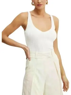 IVY OAK Ribbed V-neck Tank Top - White
