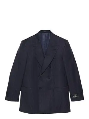 Gucci Horsebit Striped Wool Jacket - Blue