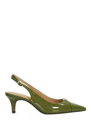 DUNE Heeled Leather Sling-backs - Green Leather