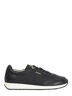 DUNE Ettah Leather Trainers - Black Leather