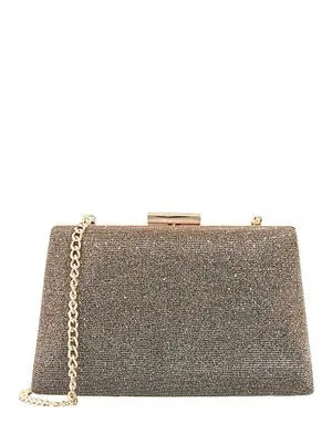 DUNE Bellaria Chain-strap Woven Clutch Bag - Bronze Metallic Fabric