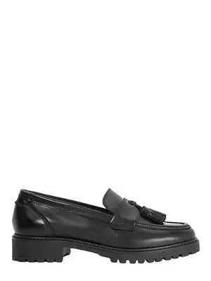 DUNE Gracelyn Leather Loafers - Black Leather