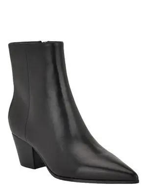 Nine West Savie Block Heel Bootie Black Leather