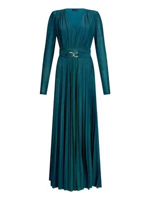 Liu Jo Pleated V-neck Maxi Dress - Blue