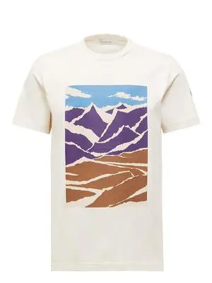 Moncler Mountain Print Cotton T-shirt - White