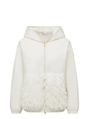 Moncler Teddy Trimmed Zip-up Hoodie - White