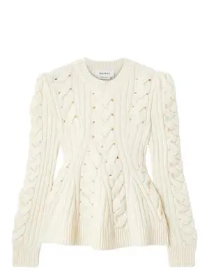 Alexander McQueen MCQUEEN Cable-Knit Wool And Cashmere-Blend Sweater Ivory
