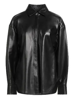 MOORER Leather Overshirt - Black