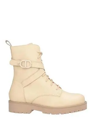 TWINSET Leather Biker Ankle Boots - White