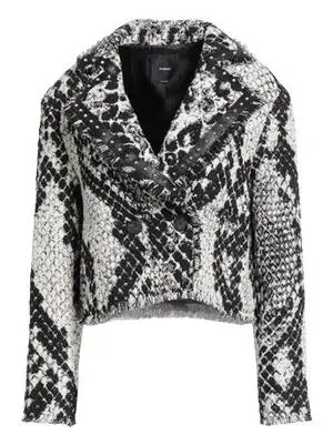 Pinko Blazer In Tweed With Snakeskin Print - Black