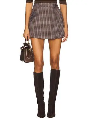 Line & Dot Zadie Pleated Mini Skirt - Brown Multi
