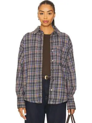 Free People Ashley Plaid Shirt - Blue Combo