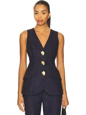 Cara Cara Wes Vest - Navy Chalk Stripe