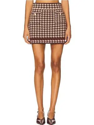 Cara Cara Lynne Mini Skirt - Houndstooth Multi Taupe