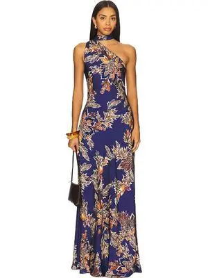 Hemant & Nandita Bias Maxi Dress With Sash - Midnight Blue
