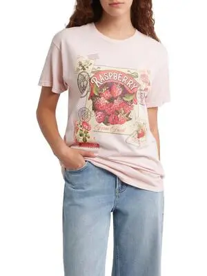 VINYL ICONS Raspberry Stamp Cotton Graphic T-shirt - Pink