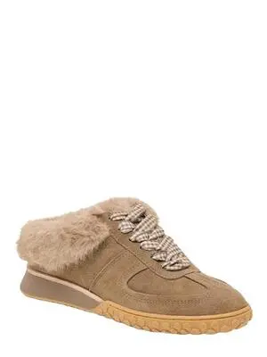 Dolce Vita Izzey Faux Fur Sneakers - Olive Suede