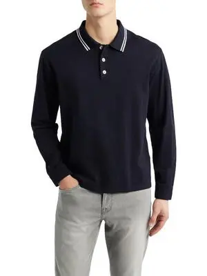 FRAME Long Sleeve Piqué Polo - Dark Navy
