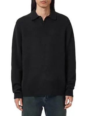 ALLSAINTS Patern Long Sleeve Polo Black