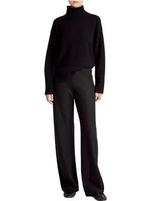 Vince Italian Wool-blend High-waist Bias Pant - Black