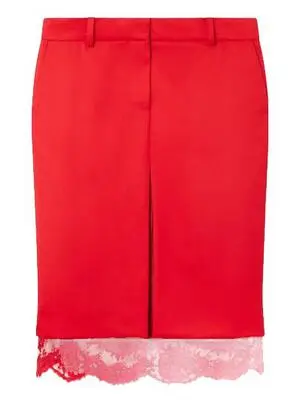 Stella McCartney Lace-trimmed Satin Midi Skirt - Red
