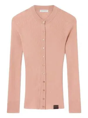 Stella McCartney Crewneck Fine Knit Cardigan Pink