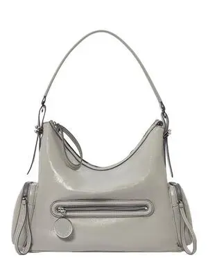Stella McCartney Dartmoor Cracked Patent Shoulder Bag - Gray