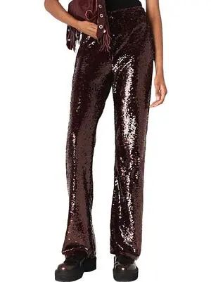 Maje Sequin Pants - Burgundy