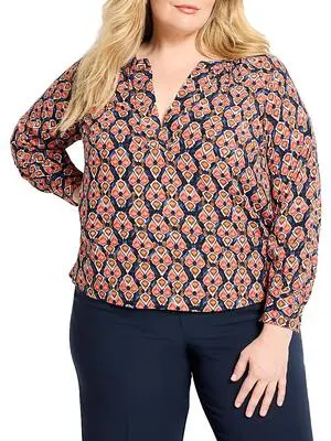 NIC+ZOE Harvest Ikat Top - Red Multi