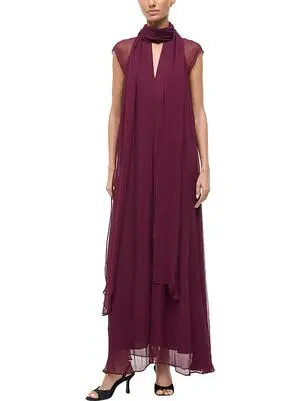 Staud Camilla Tie Neck Maxi Dress - Syrah