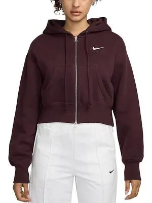 Nike Fleece Cropped Hoodie - Burgundy