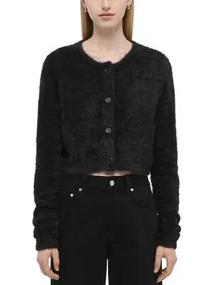 Helmut Lang Cropped Cardigan Sweater - Black
