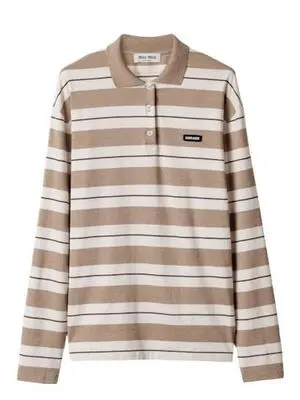 Miu Miu Jersey Polo Shirt - Natural/cord