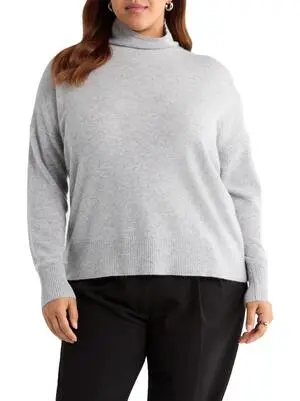 Nordstrom Oversized Cashmere Turtleneck Sweater - Grey Silk Heather