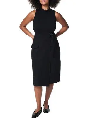 Spanx Belted Sleeveless Ponte Cargo Dress - Classic Black