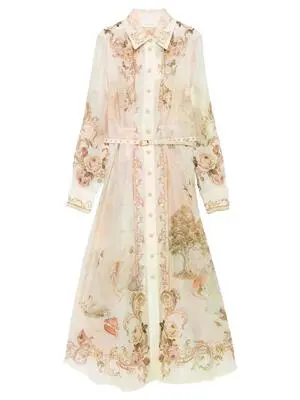 Zimmermann Floral-print Buttoned Midi Dress - Neutrals