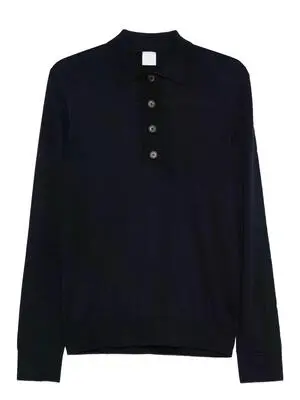 Eleventy Long-sleeved Polo Shirt - Blue