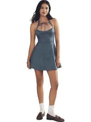 Katie May Priscilla Tie-neck A-line Mini Dress - Denim Stripe