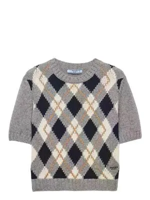 PRADA Diamond-Pattern Short-Sleeved Sweater