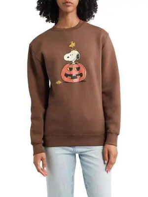 GOLDEN HOUR Peanuts® Snoopy Jack O' Lantern Fleece Graphic Sweatshirt - Chestnut