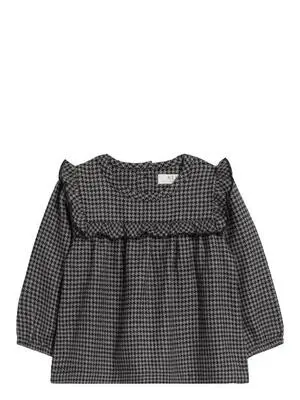 KENDI Organic Flannel Ruffle Top - Houndstooth